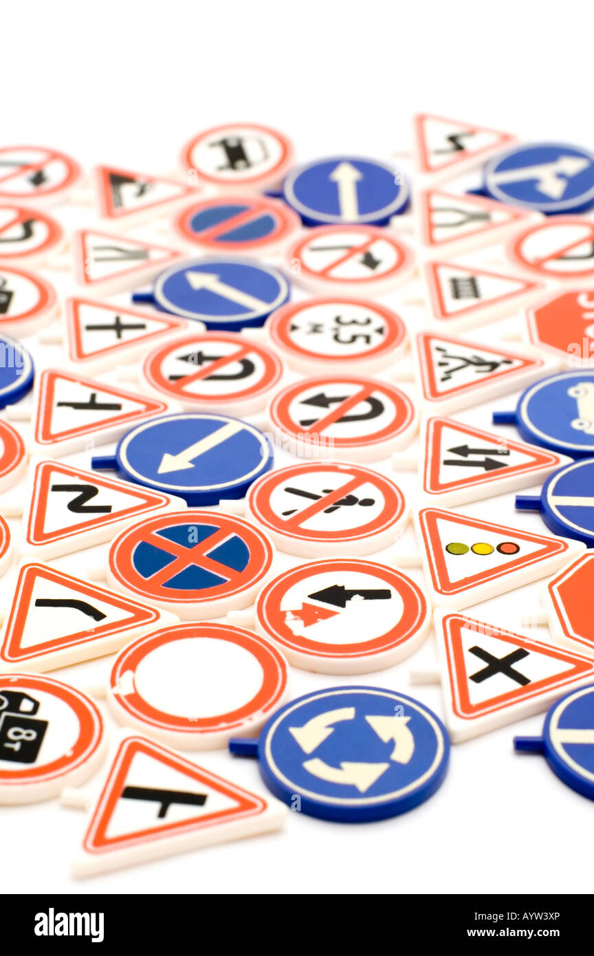 object on white toy road sign Stock Photo - Alamy