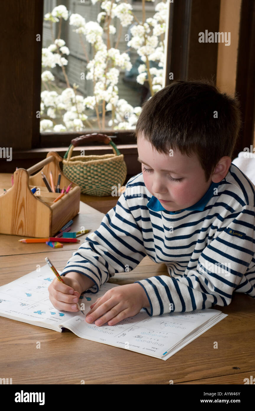 boy doing home work Stock Photo - Alamy