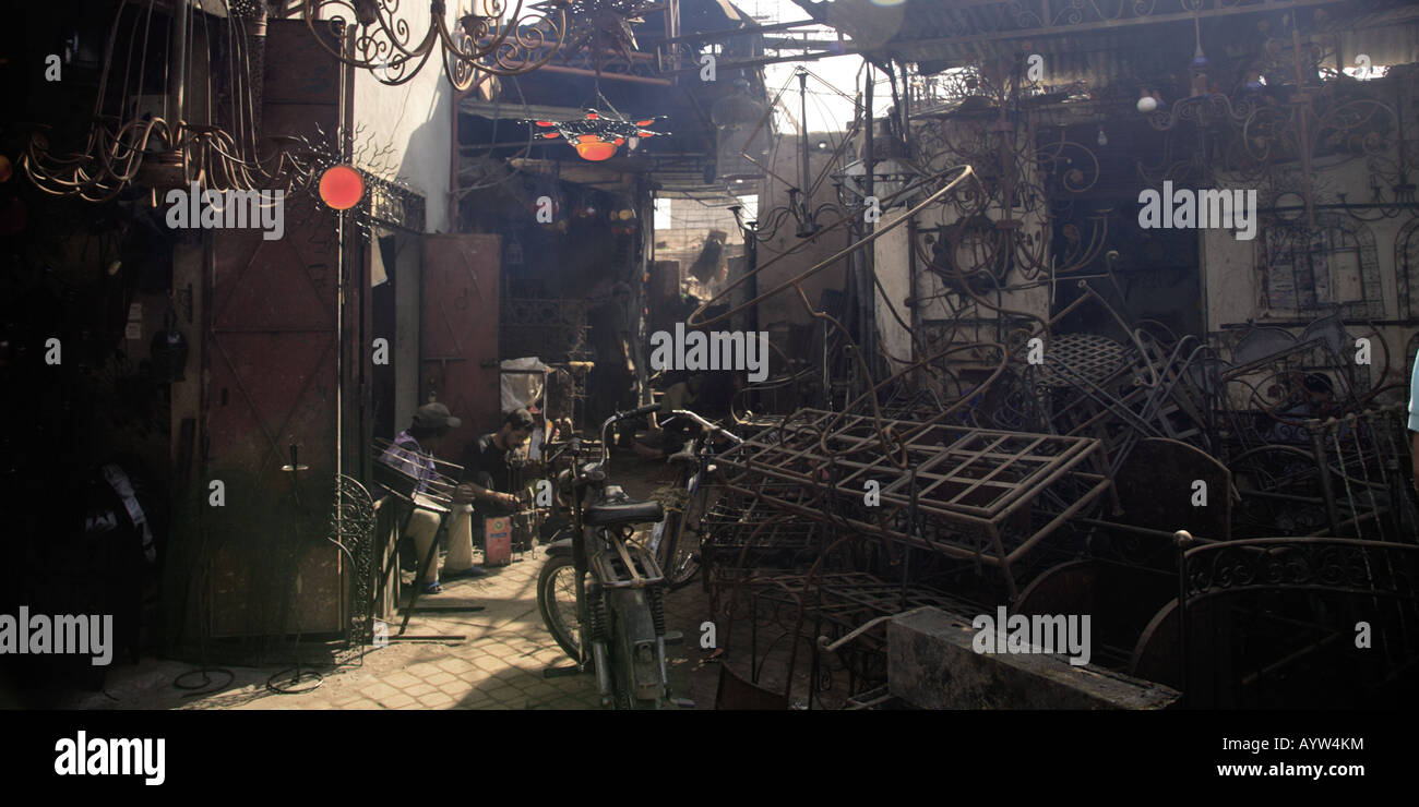 Metal workshop in the Marrakesh souk Morocco North Africa Stock Photo ...