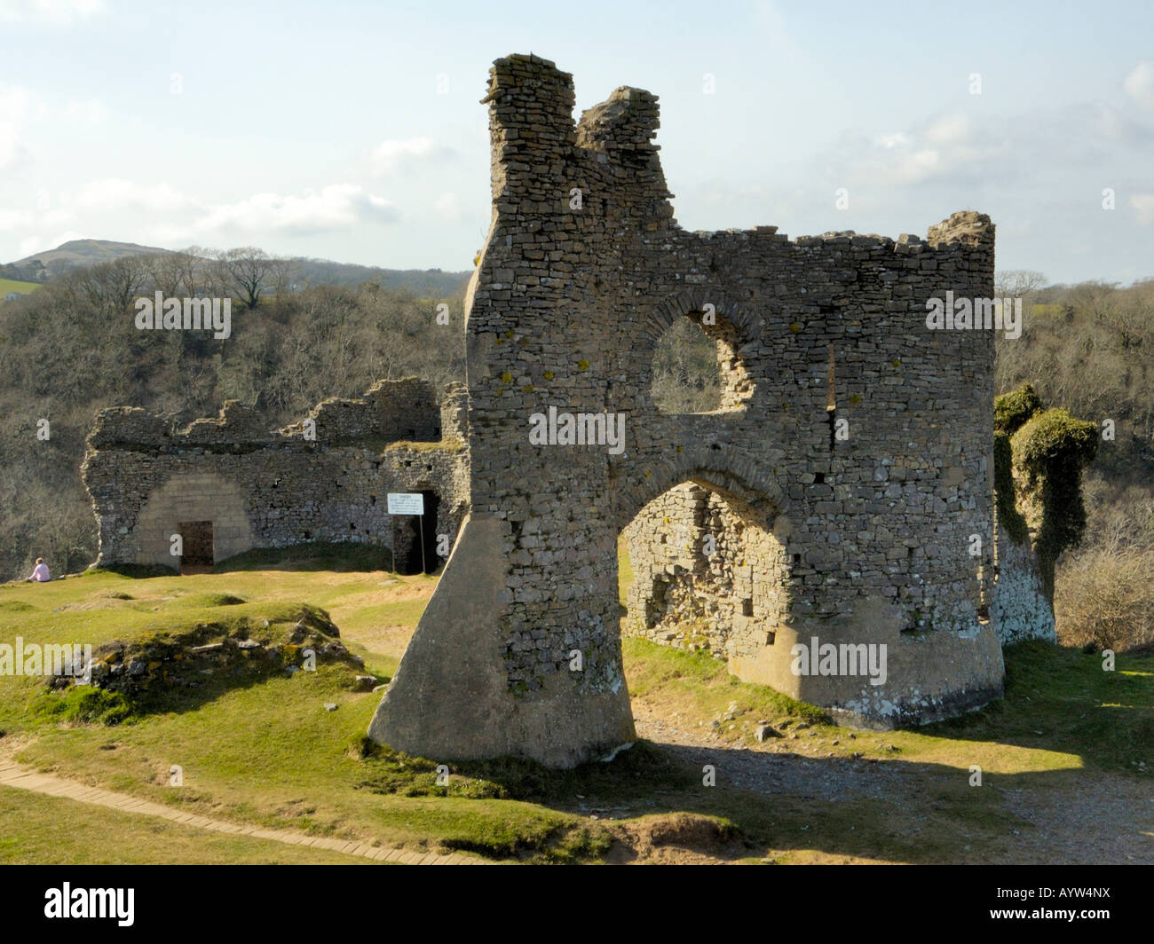 Pennard Castle on Gower above Three Cliffs Bay Stock Photo - Alamy