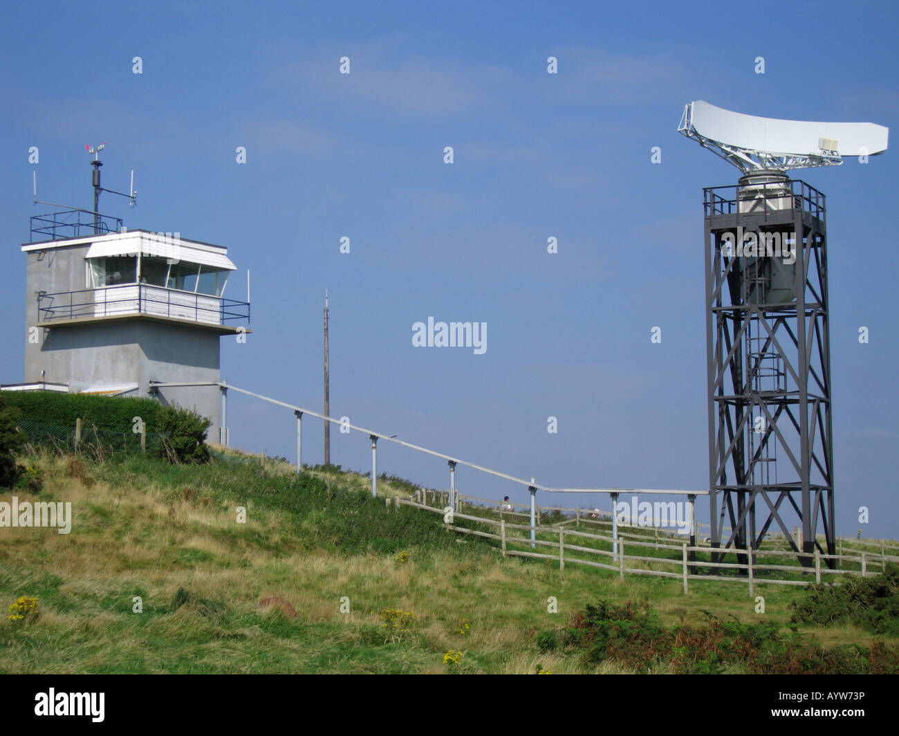 Radar tower and dish Coastguard Station Fairlight Hastings Sussex ...