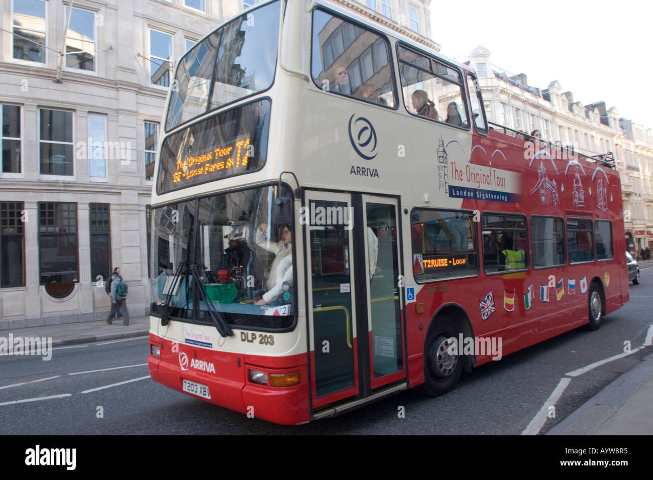 The original tour bus sightseeing in the City of London GB UK Stock ...