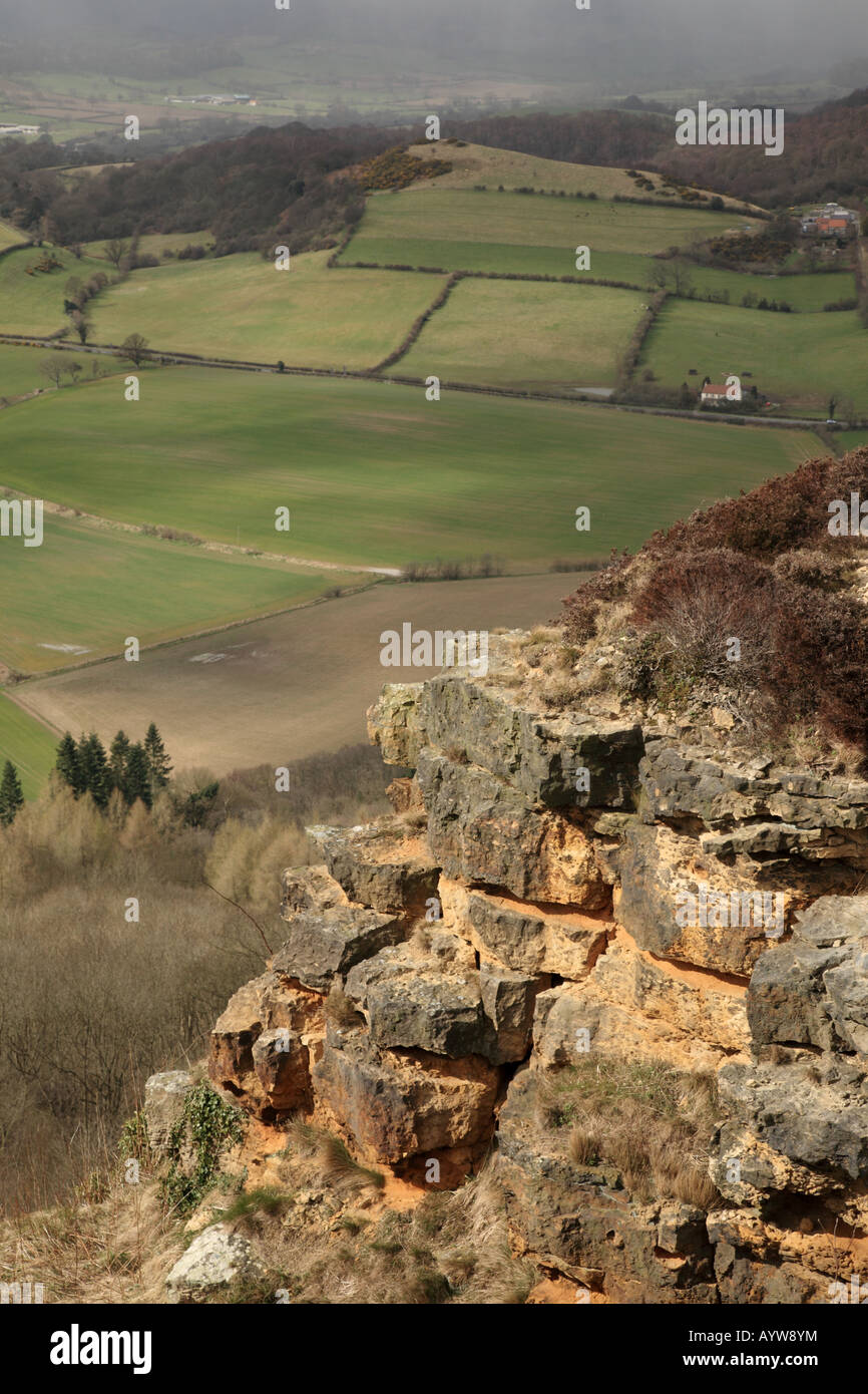 Sunlit cliff at Sutton Bank also known as Roulston Scar in North ...