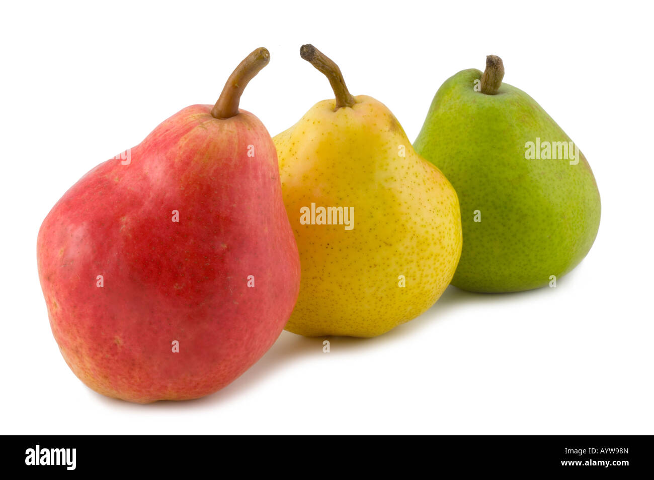 the three full pears isolated on white background Stock Photo - Alamy