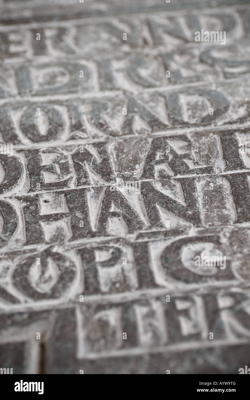 latin inscription on old stone floor Stock Photo - Alamy
