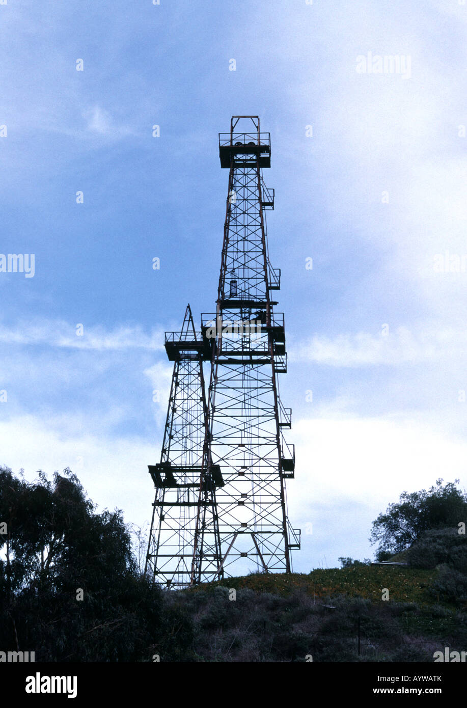 oil derricks at Baldwin Hills area Los Angeles California Stock Photo ...