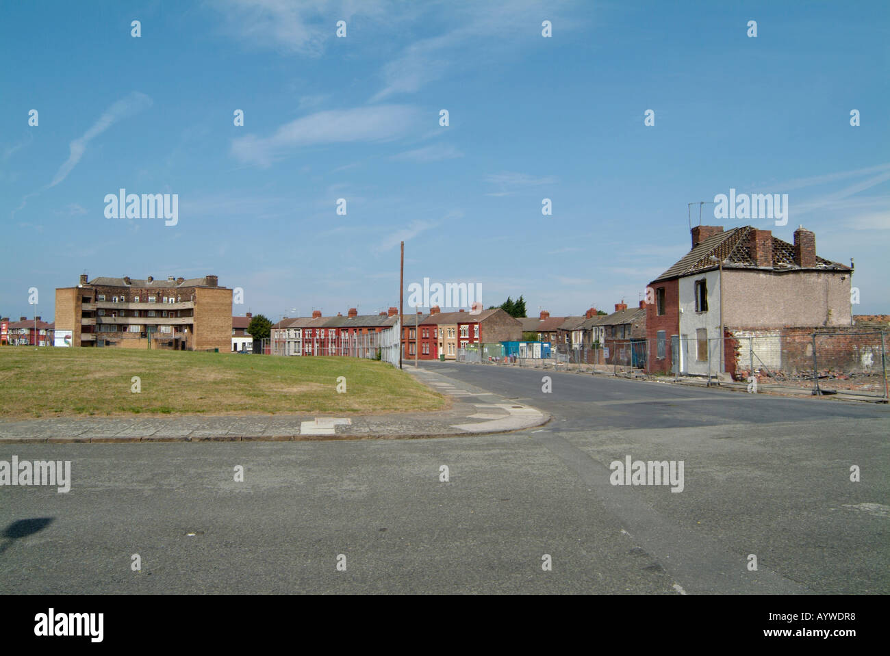 Rows of terraced houses demolished in Birkenhead adjacent to Birkenhead ...