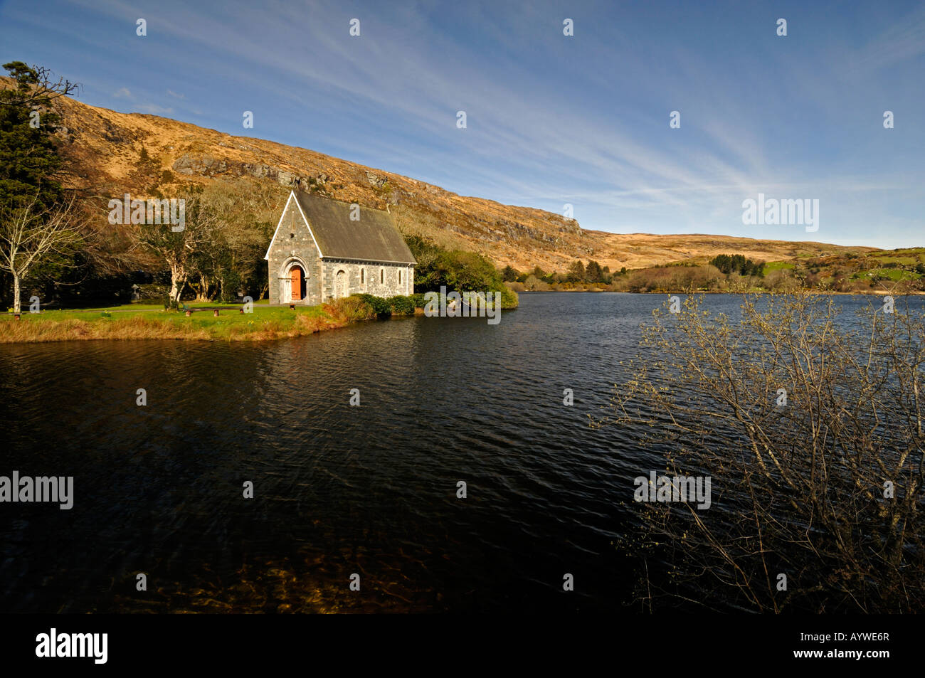 Gougane Barra Lake and saint finbars church west cork beara peninsula ...