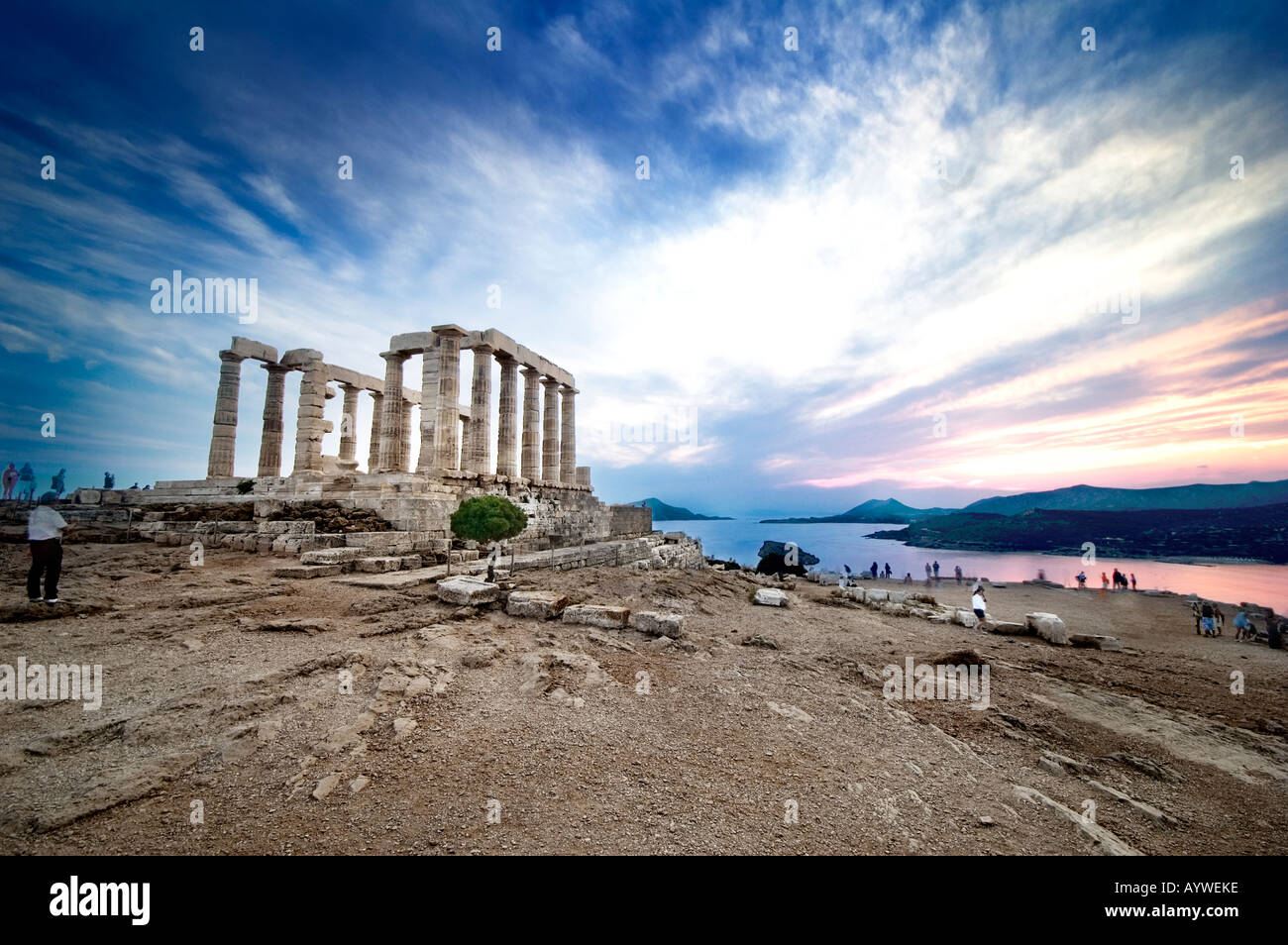 Sunset At The Sounio temple to Poisidon, Greece Stock Photo - Alamy