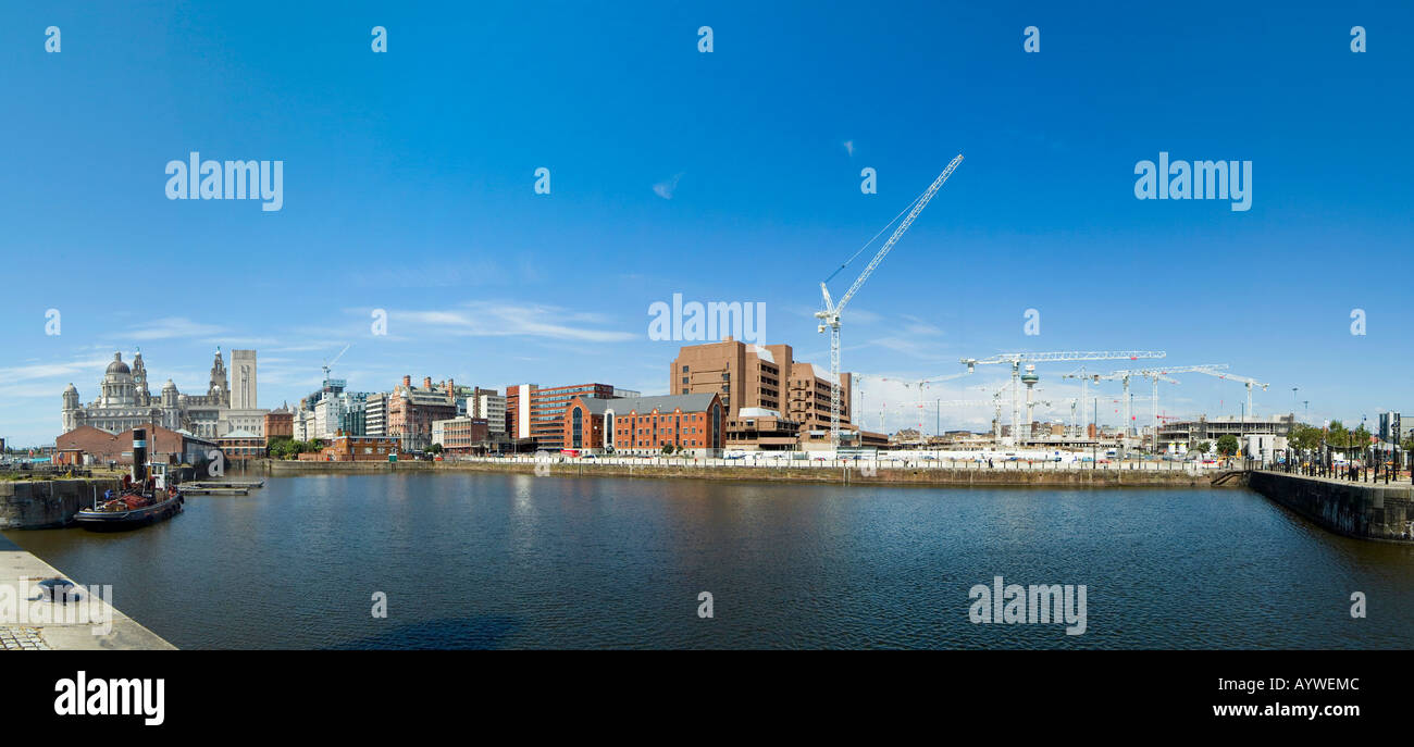 Panorama of Liverpool One Waterfront in Merseyside showing the ...