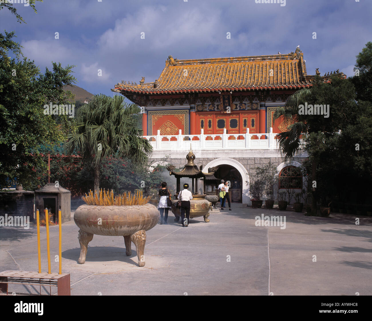 HK-Hong Kong, Lantau Island, Po Lin Monastery, temple, entrance ...
