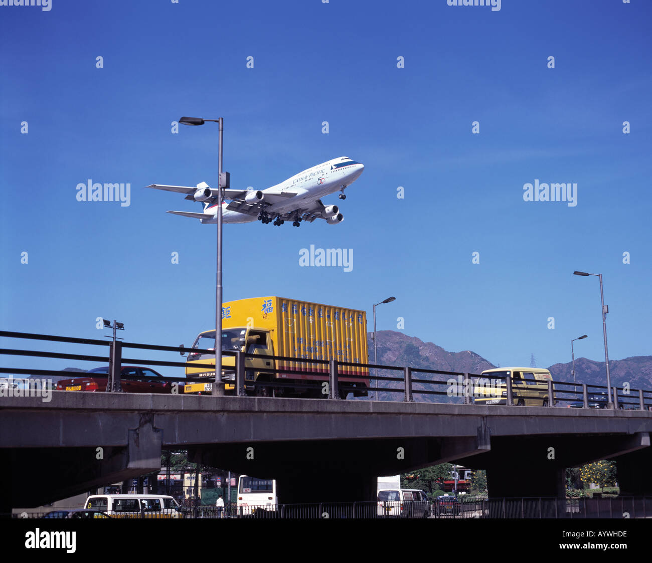 HK-Hong Kong, airport, Kai Tak Airport, aeroplane, landing approach ...