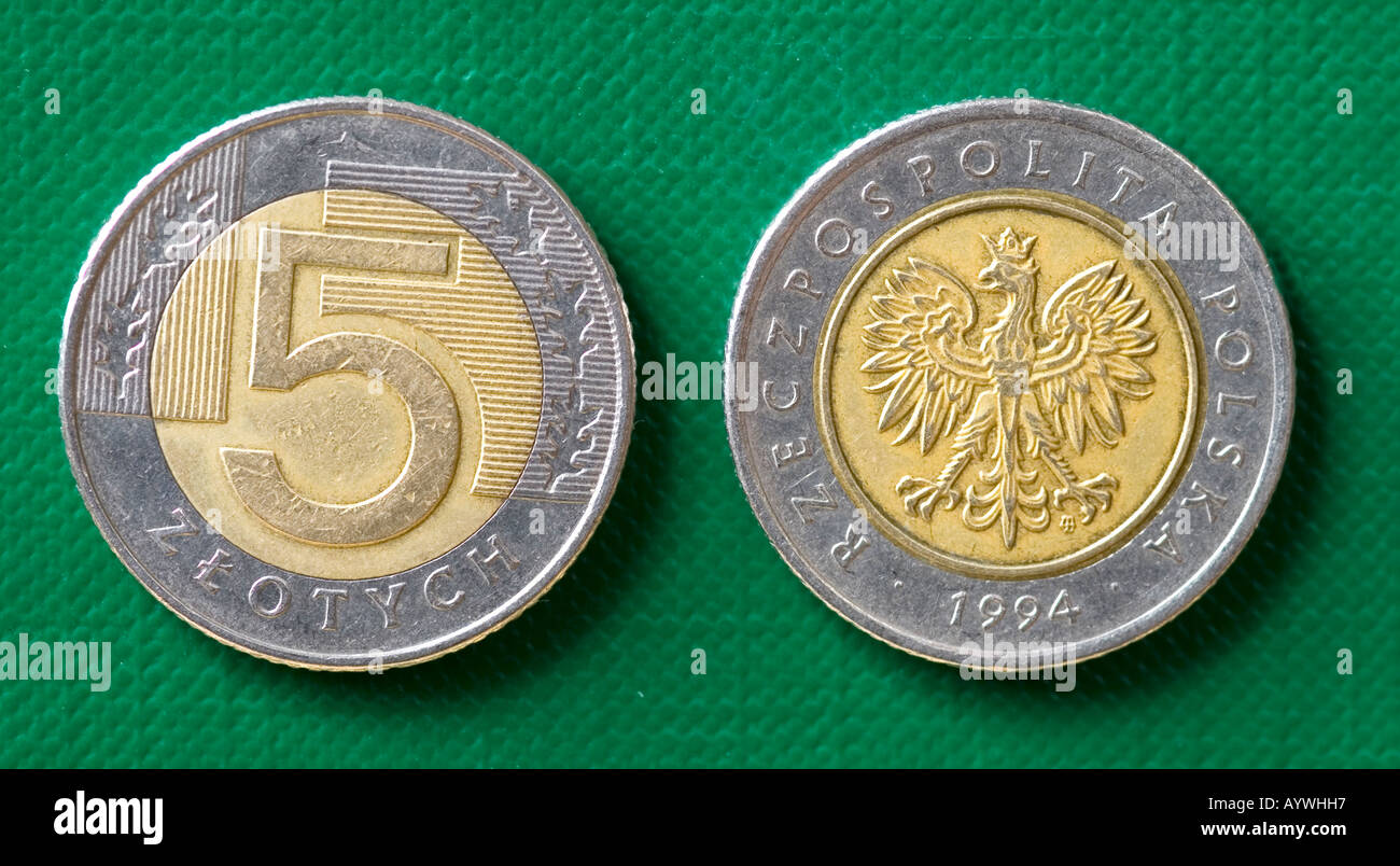 5 polish zlotys coin Stock Photo - Alamy