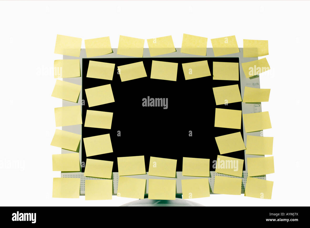 Lot of adhesive labels on a monitor Stock Photo - Alamy