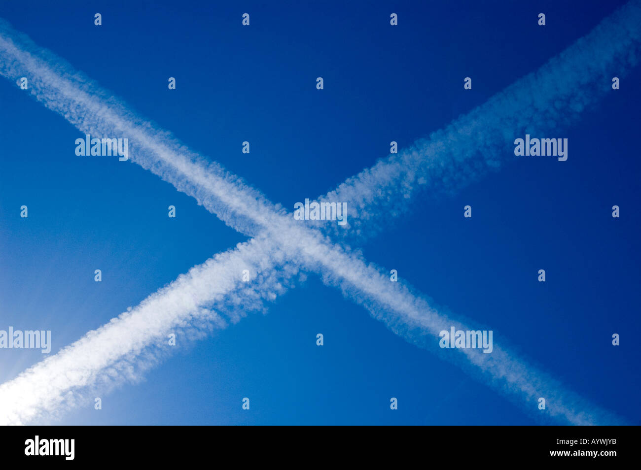 Pattern of jet trails hi-res stock photography and images - Alamy