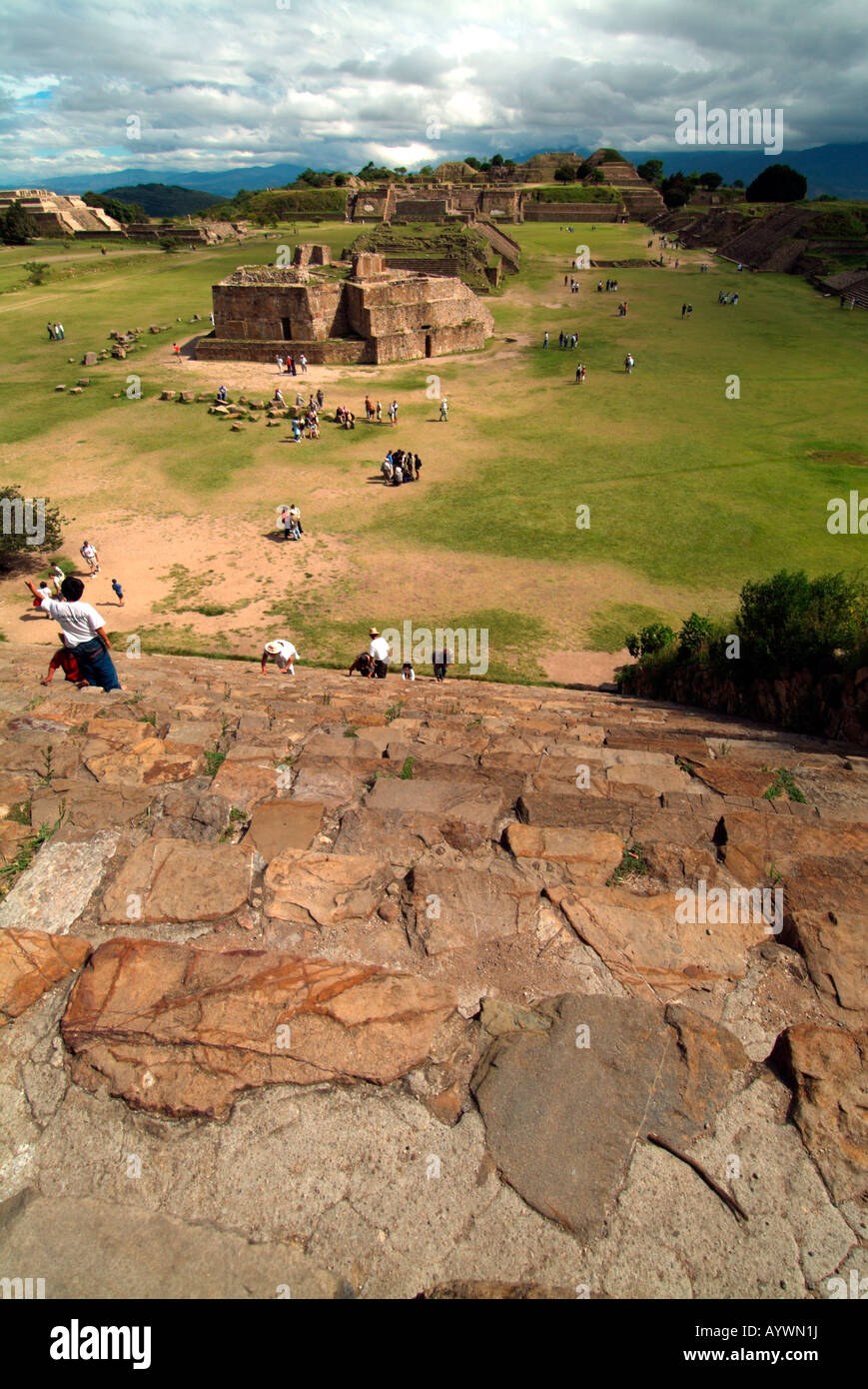 The Zapotec constructed pyramids and temple ruins of Monte Alban near ...