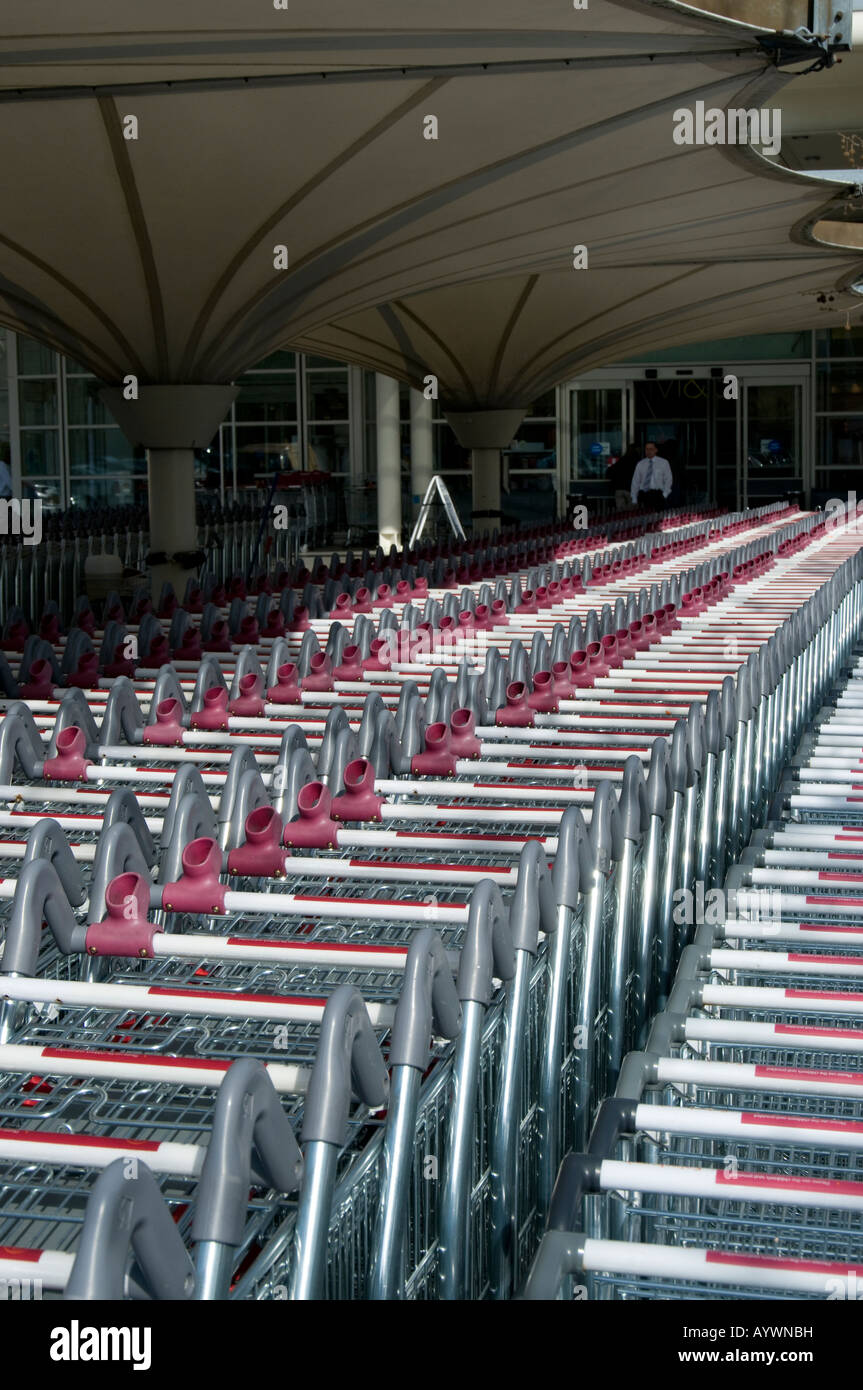Supermarket trolleys awaiting use at a major supermarket in Southern ...
