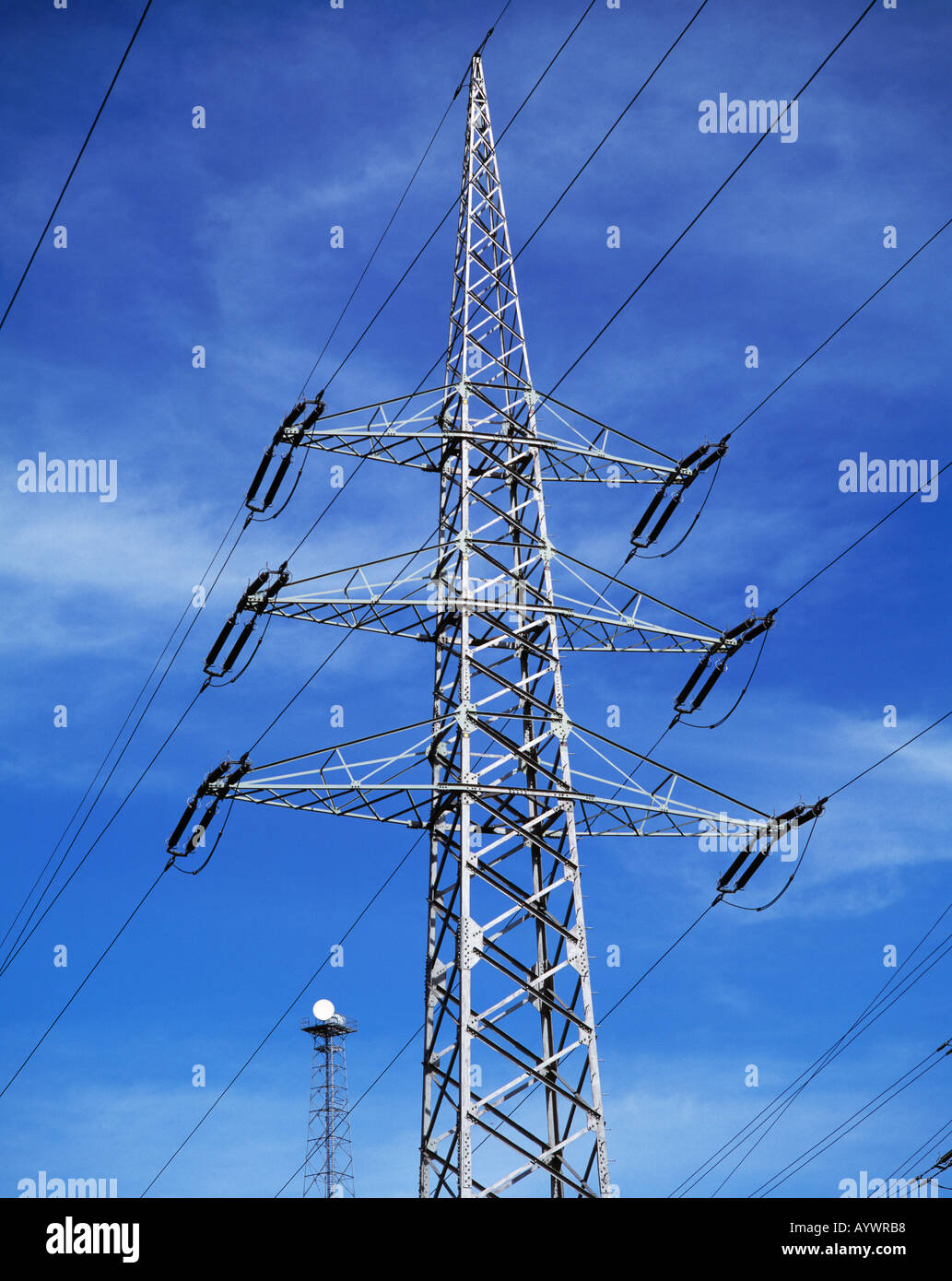 Hochstrommast, Stromabnehmer, Hochstromleitungen, Deutschland Stock ...