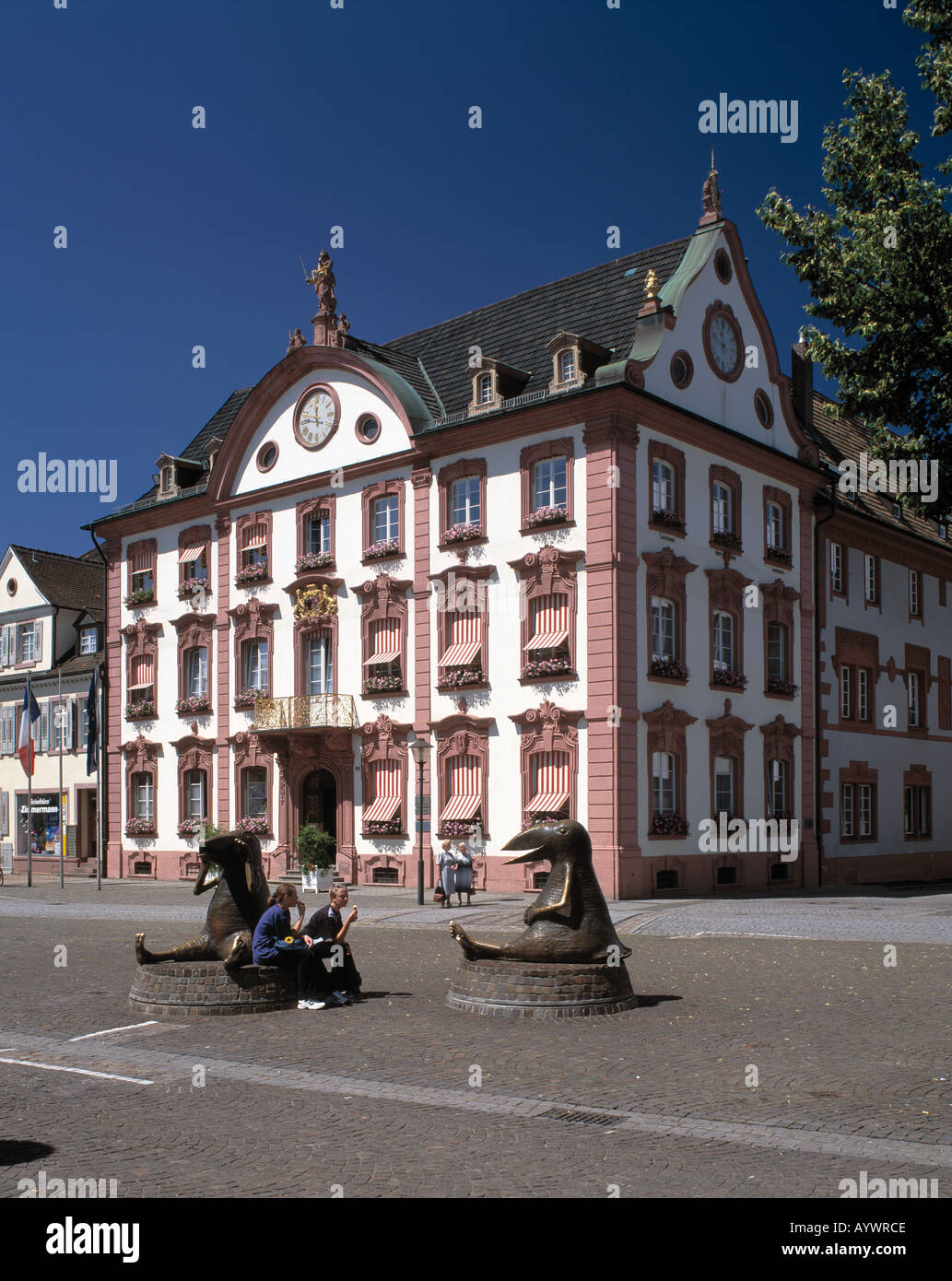 Fussgaengerzone, Rathaus, Barock, Offenburg, Kinzigtal, Oberrhein ...