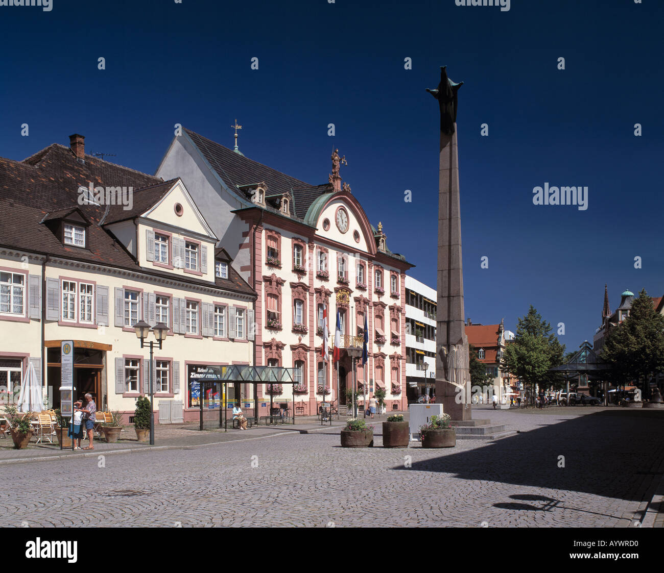Fussgaengerzone, Rathaus, Barock, Ursulasaeule, Offenburg, Kinzigtal ...