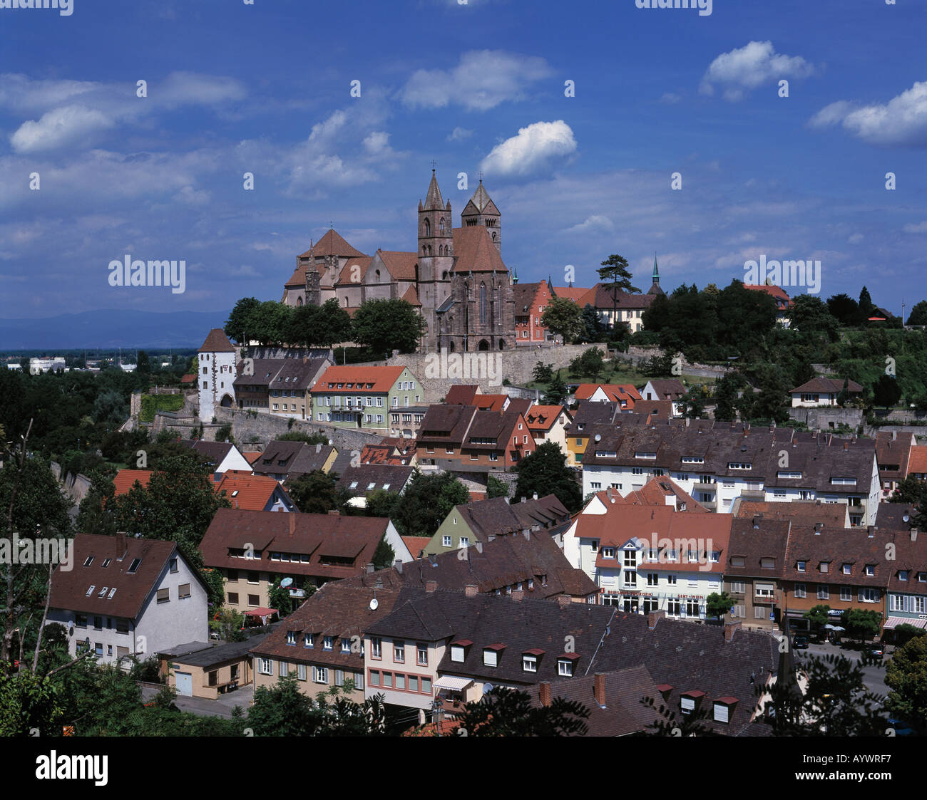 Stadtansicht mit Stephansmuenster, Romanik, Breisach am Rhein, Breisgau ...