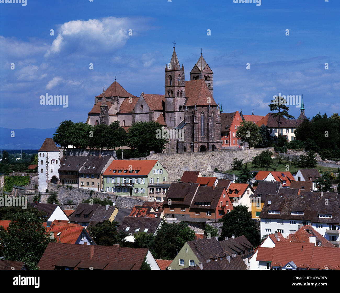 Stadtansicht mit Stephansmuenster, Romanik, Breisach am Rhein, Breisgau ...