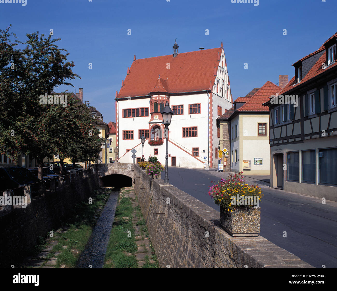 Spaet-Gotik, spaetgotisches Rathaus in Dettelbach, Main, Unterfranken ...