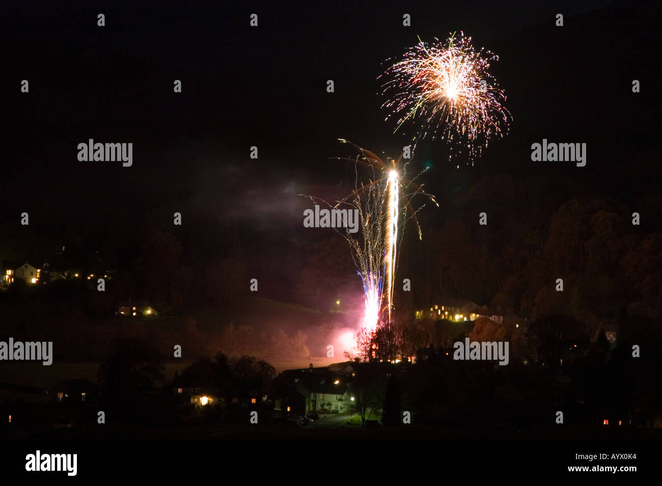Village firework display bonfire hi-res stock photography and images ...