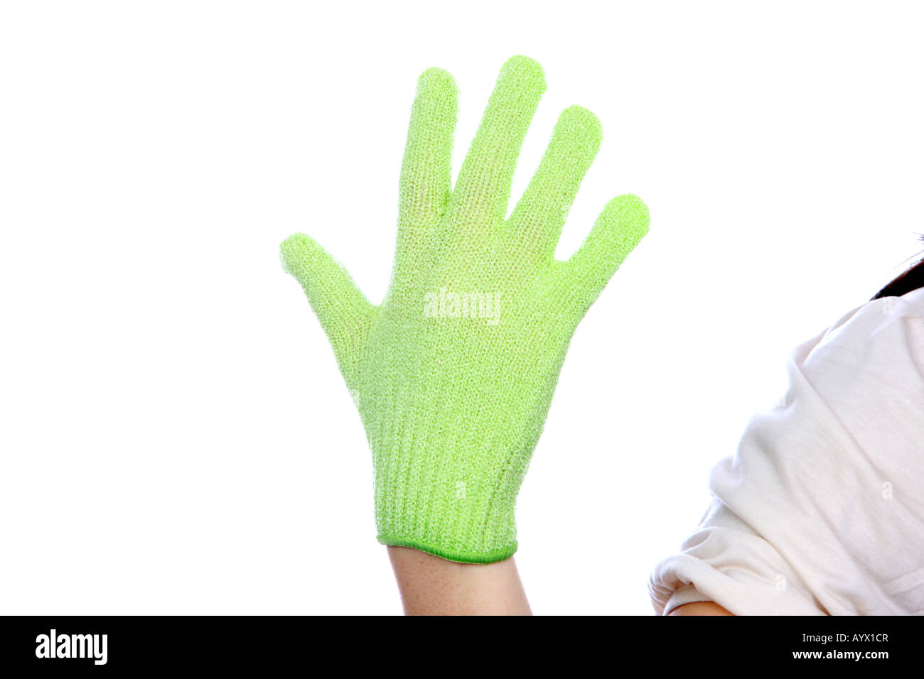 Young Woman Wearing Exfoliating Glove Model Released Stock Photo - Alamy