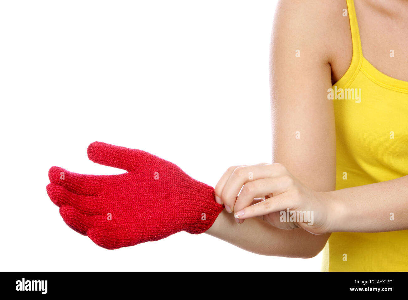 Young Woman Wearing Exfoliating Glove Model Released Stock Photo - Alamy