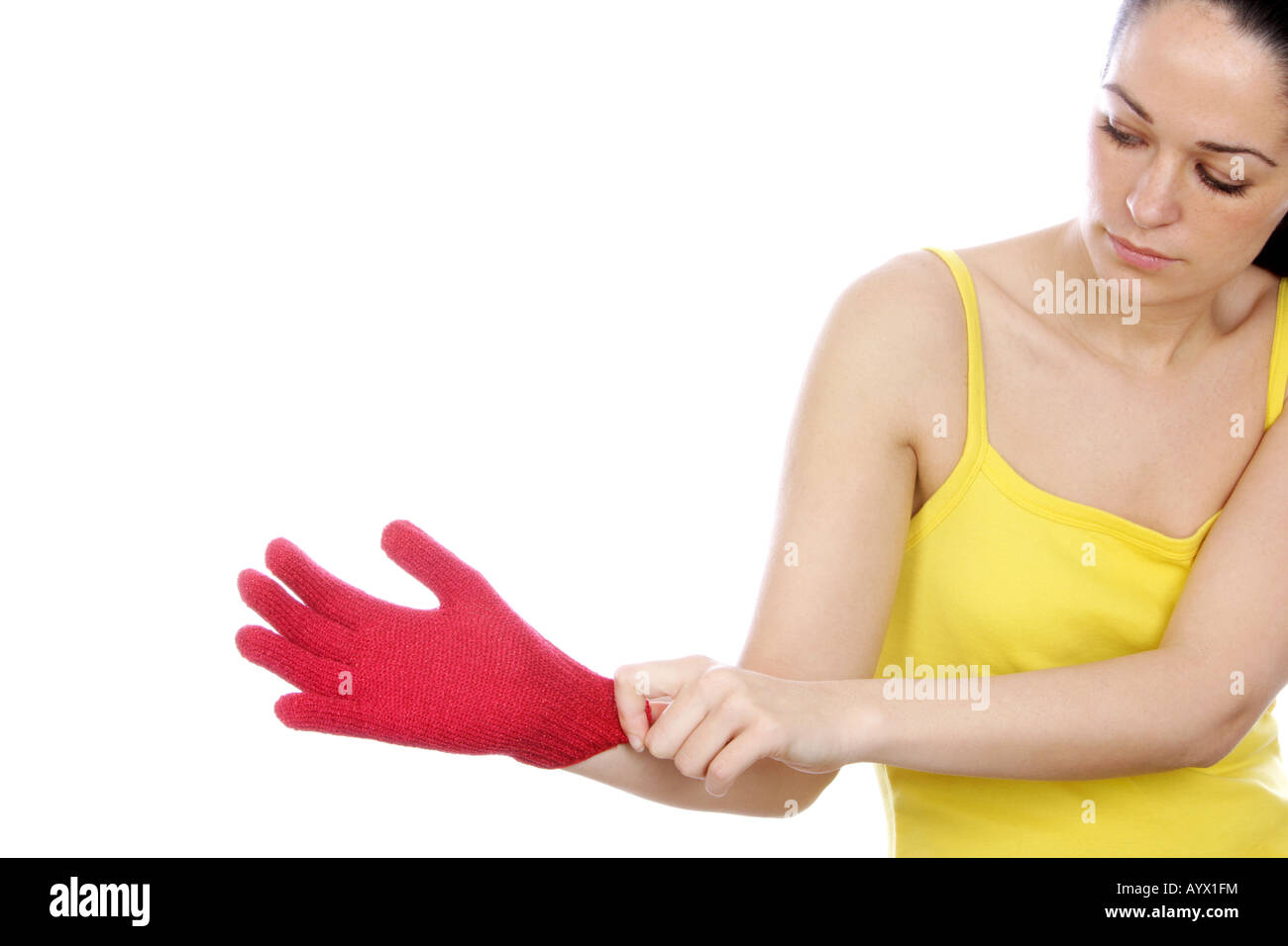 Young Woman Wearing Exfoliating Glove Model Released Stock Photo - Alamy