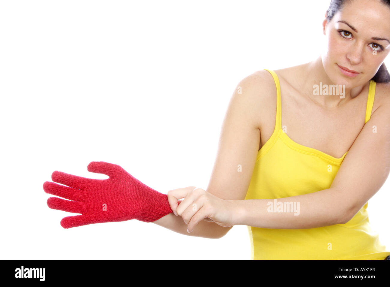 Young Woman Wearing Exfoliating Glove Model Released Stock Photo - Alamy