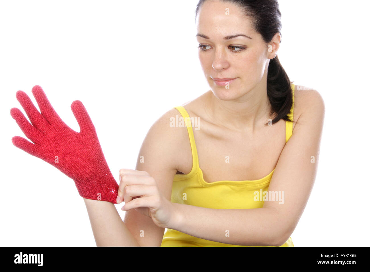 Young Woman Wearing Exfoliating Glove Model Released Stock Photo - Alamy