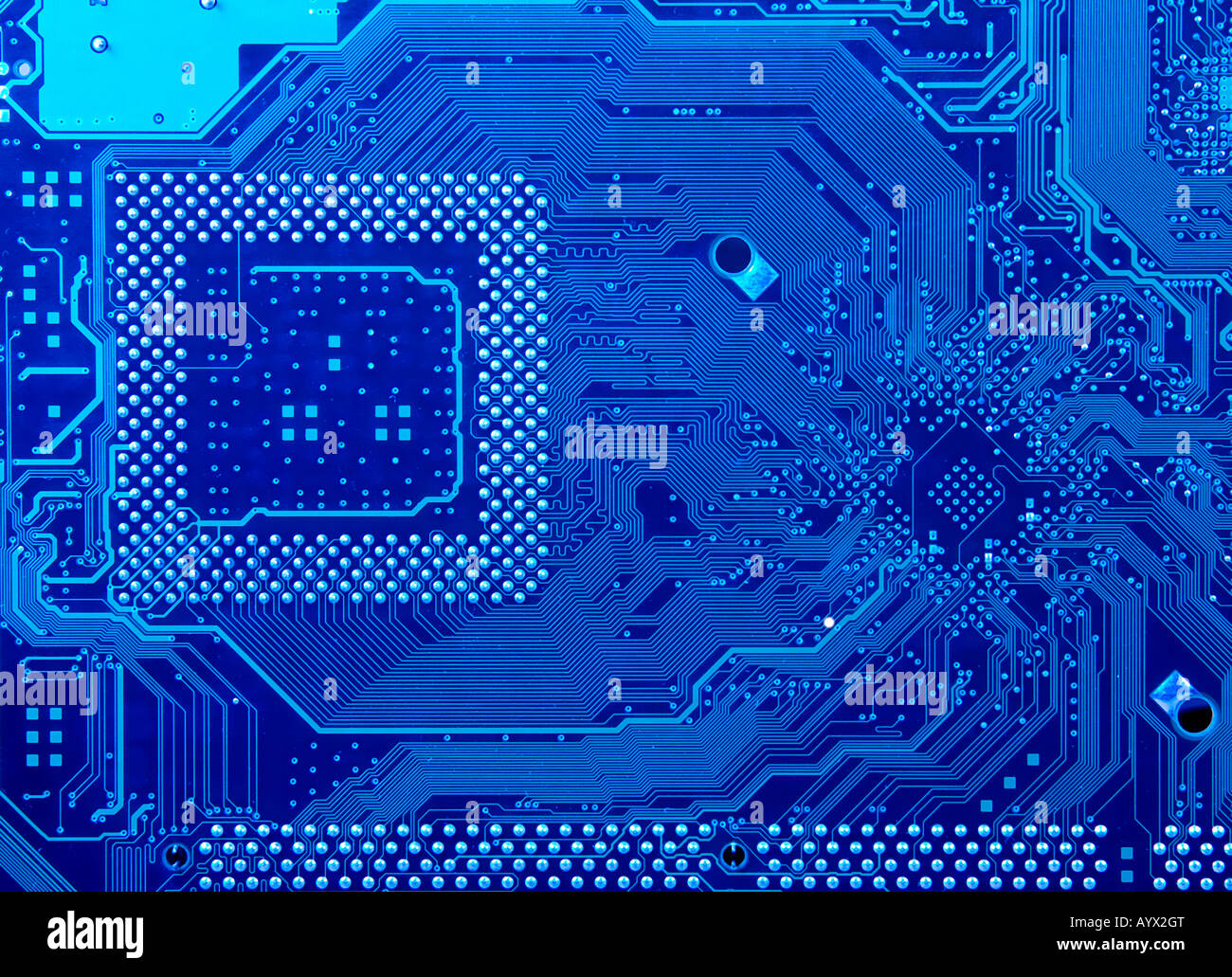 Computer circuit board in cold blue Stock Photo - Alamy