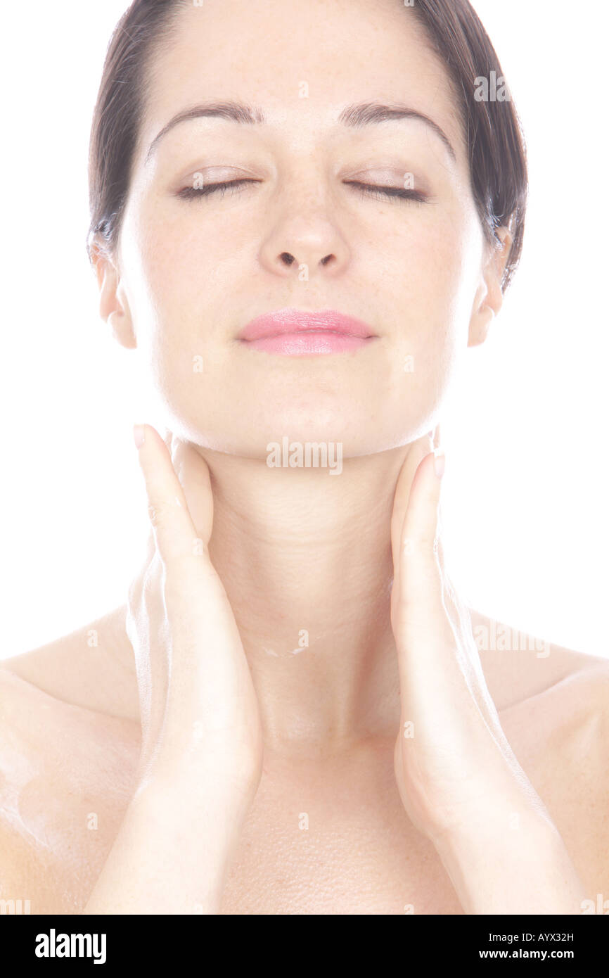Young Woman Applying Body Cream Model Released Stock Photo - Alamy