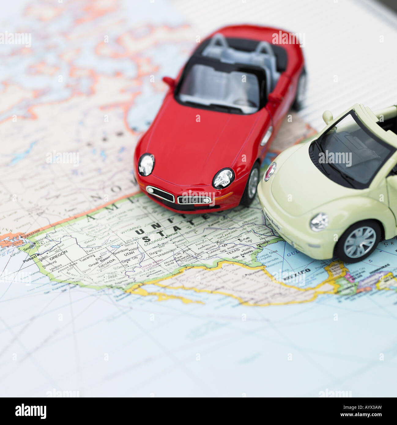 model car on the map Stock Photo - Alamy