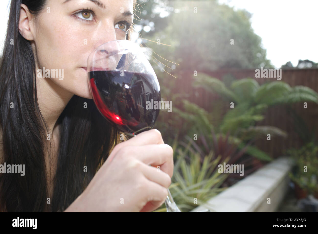 Young Woman Drinking Red Wine Model Released Stock Photo - Alamy