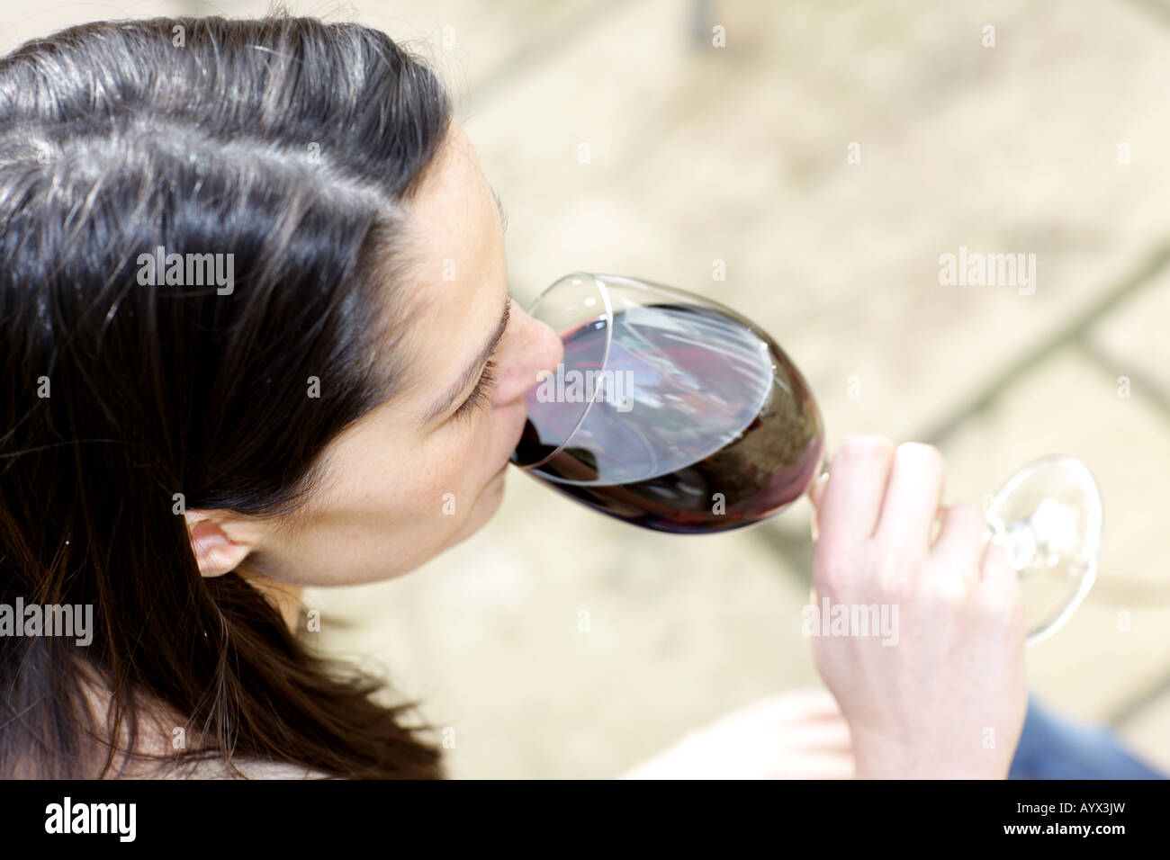 Young Woman Drinking Red Wine Model Released Stock Photo - Alamy