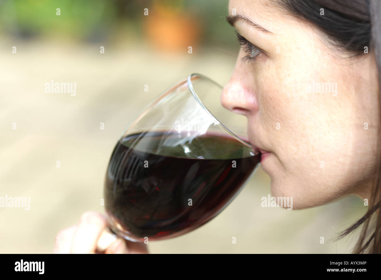Young Woman Drinking Red Wine Model Released Stock Photo - Alamy