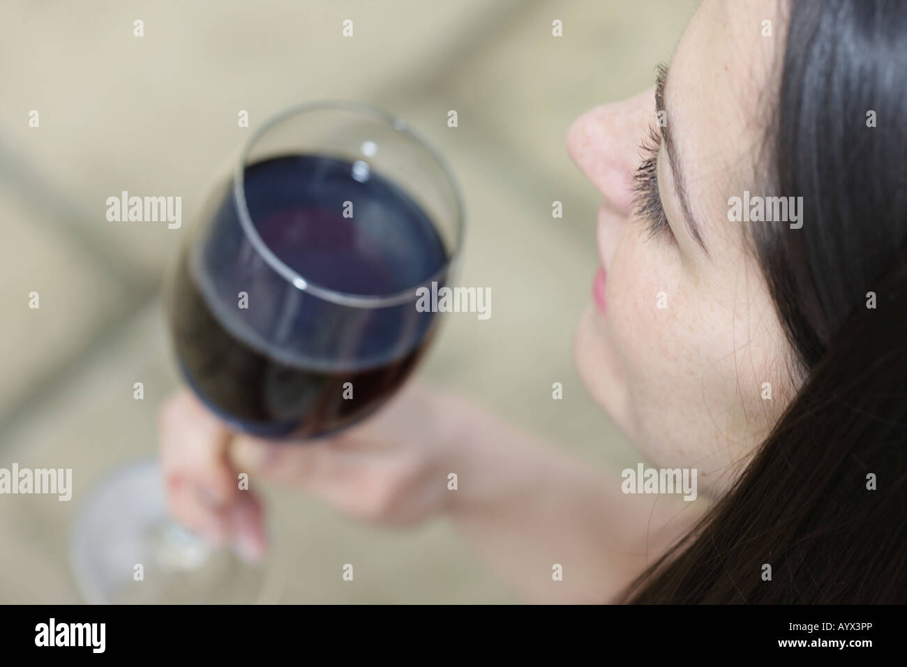 Young Woman Drinking Red Wine Model Released Stock Photo - Alamy