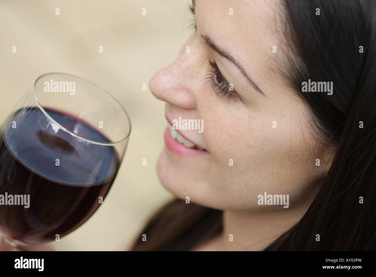 Young Woman Drinking Red Wine Model Released Stock Photo - Alamy