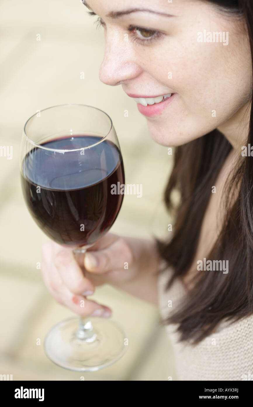 Young Woman Drinking Red Wine Model Released Stock Photo - Alamy