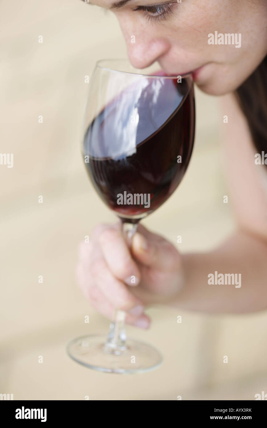 Young Woman Drinking Red Wine Model Released Stock Photo - Alamy
