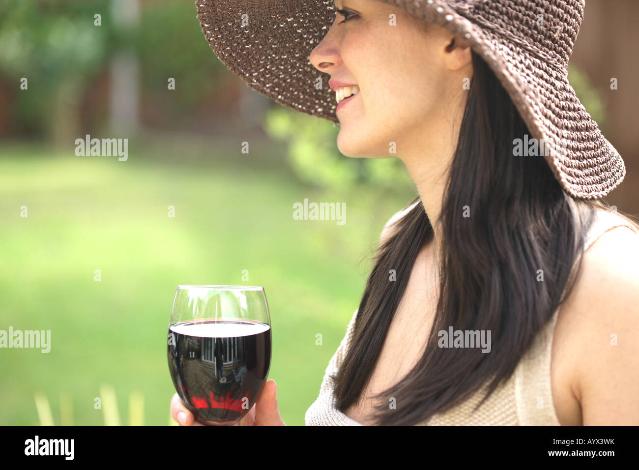 Young Woman Drinking Red Wine Model Released Stock Photo - Alamy