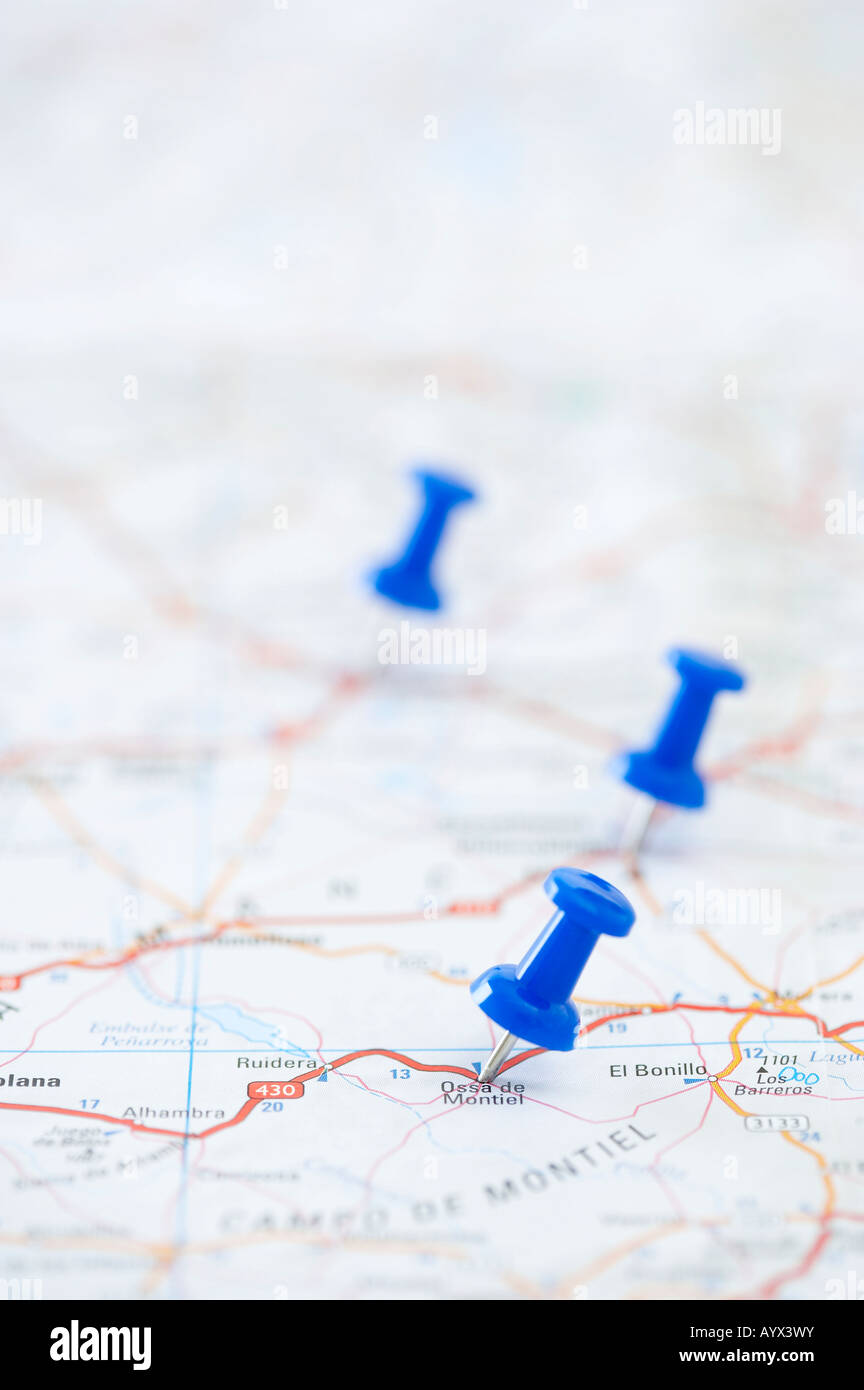 blue tag on the map Stock Photo - Alamy
