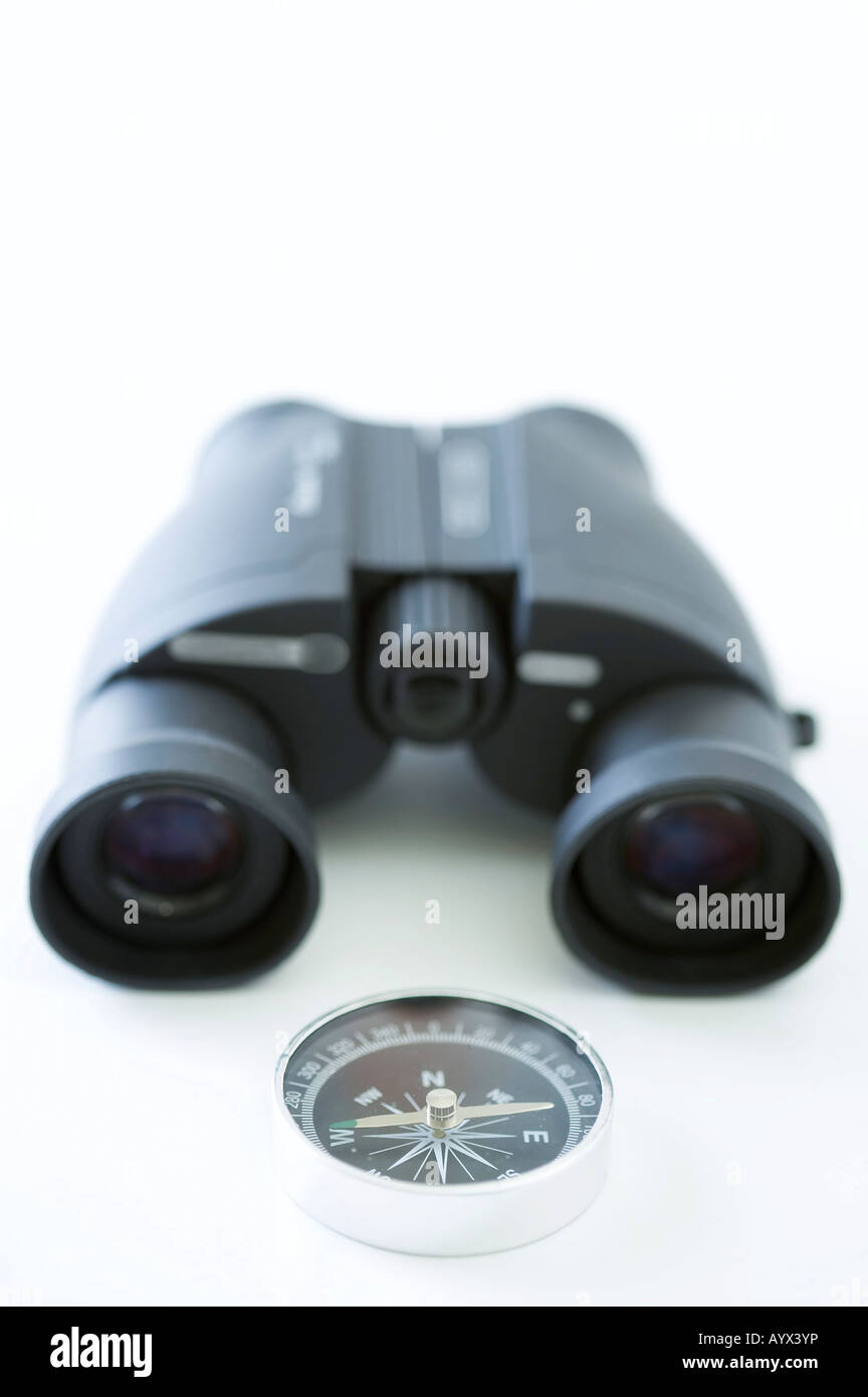 compass and binocular Stock Photo - Alamy