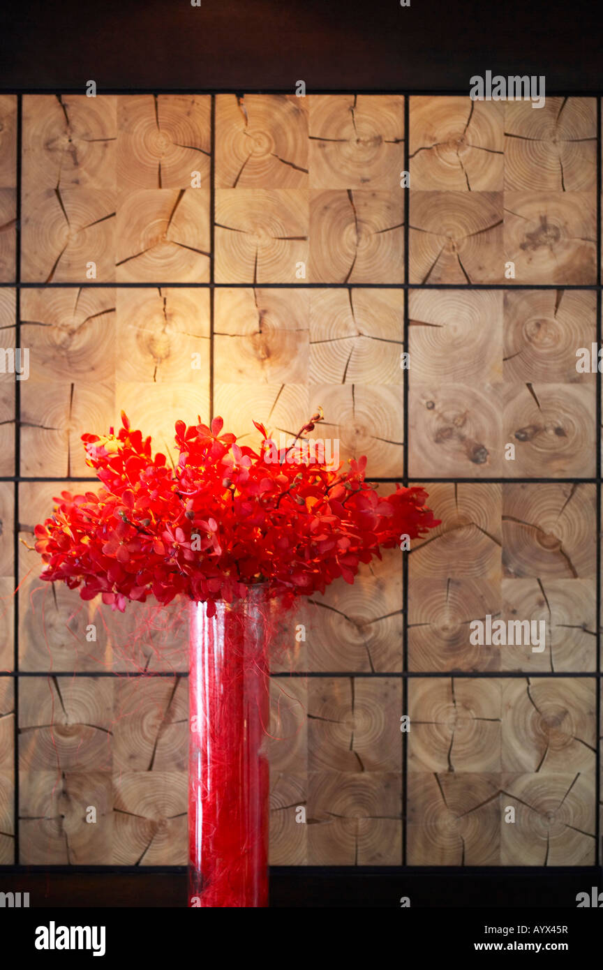 red flower decoration and flowerpot Stock Photo - Alamy