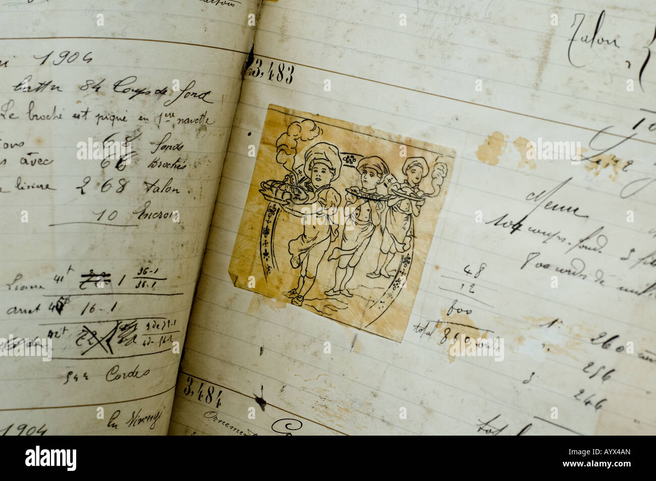 BOOK , FRENCH. CALIGRAPHY, FRENCH WRITING,ANTIQUE Stock Photo - Alamy