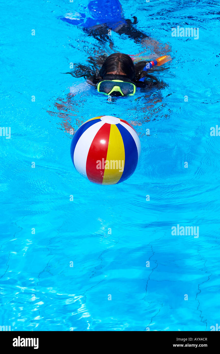 swimmer with goggle and beach ball Stock Photo - Alamy