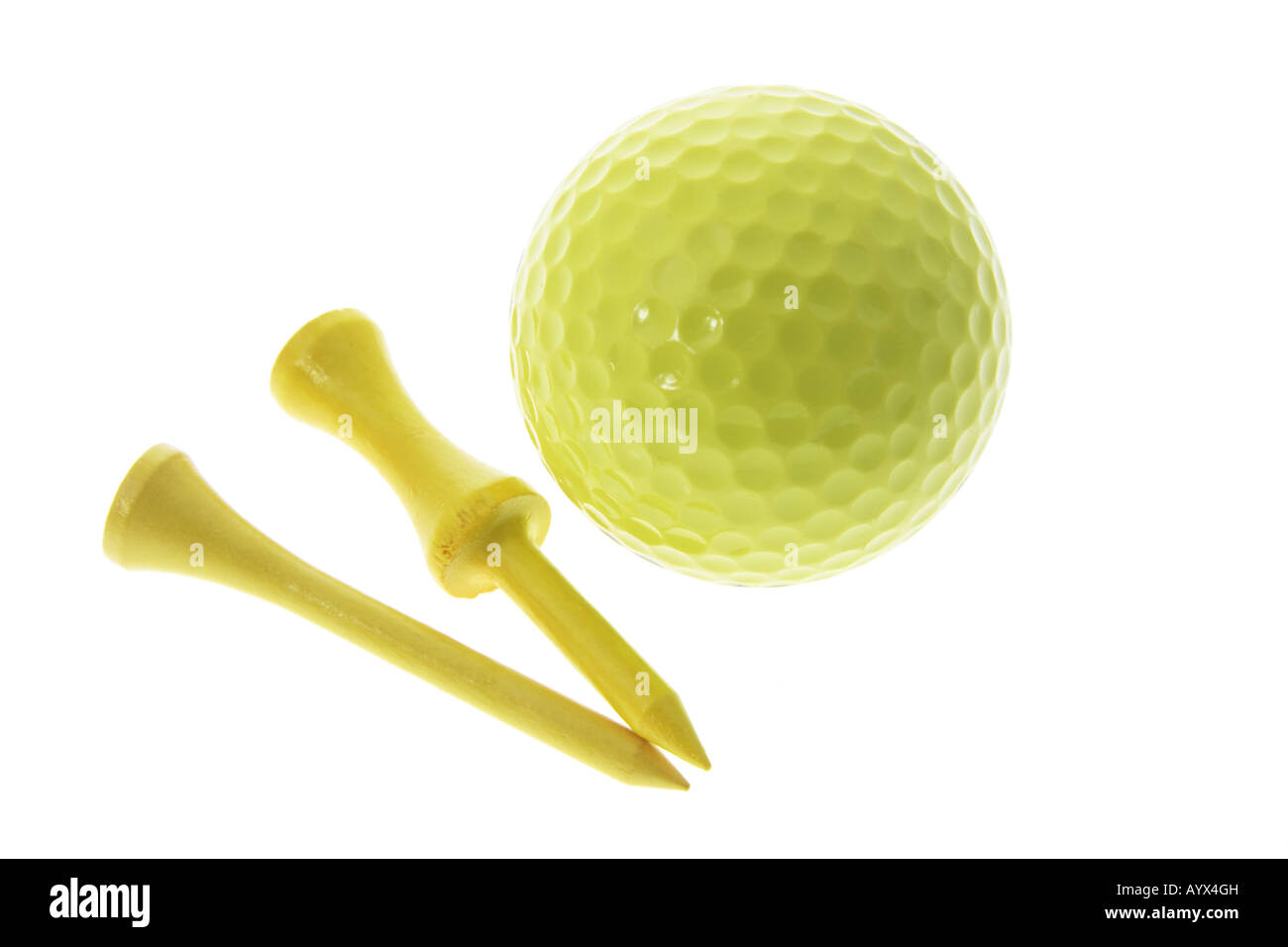 Yellow Golf Ball and Tees Stock Photo - Alamy